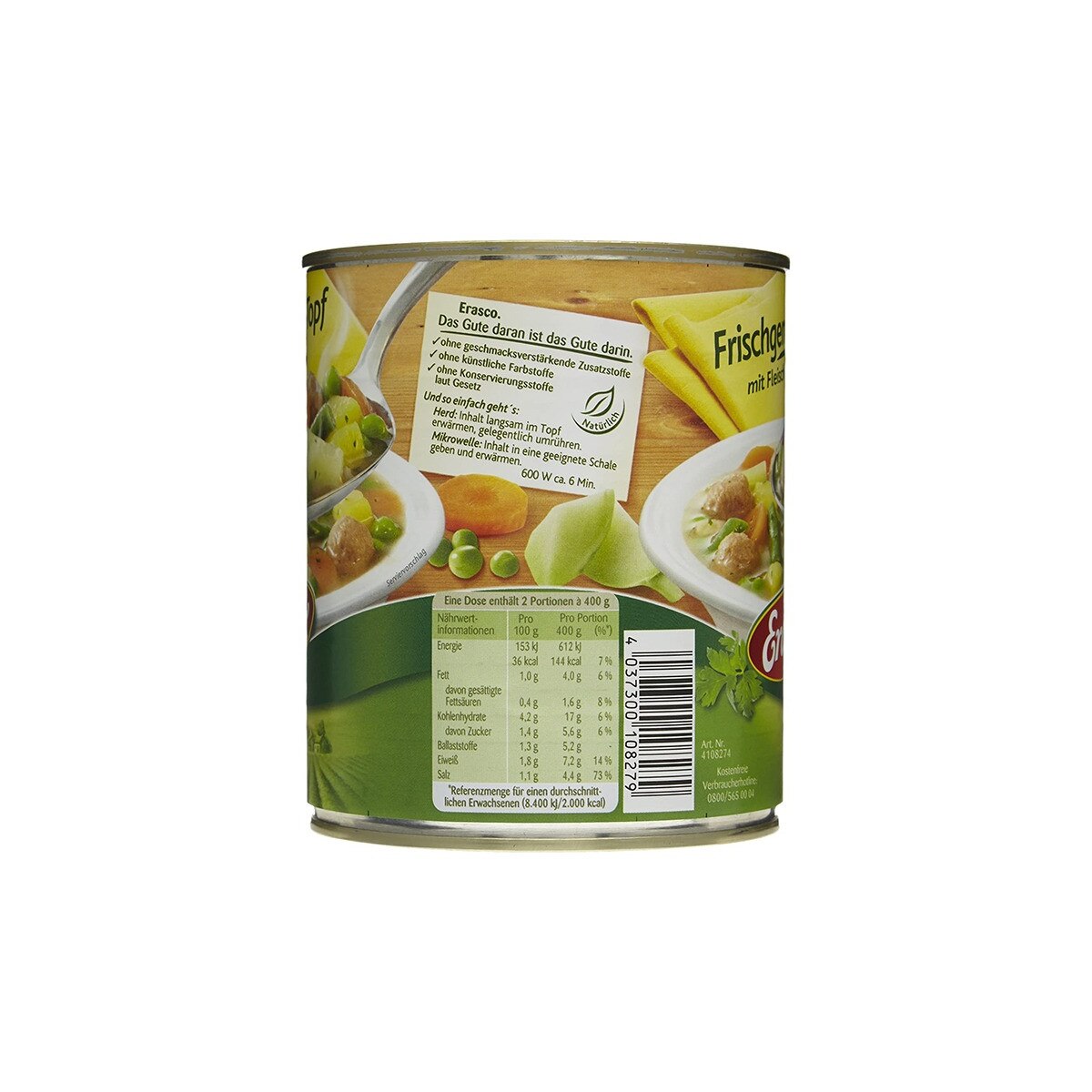 Legume proaspete, cu chiftelute de porc, 800 g, Erasco - eMAG.ro