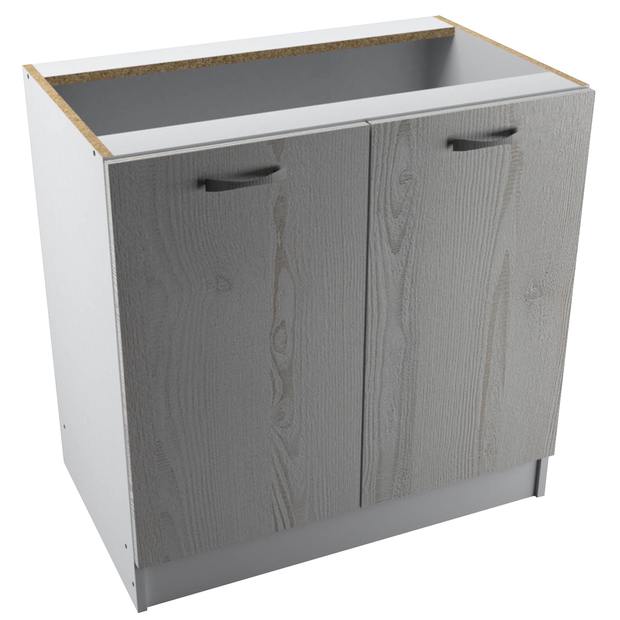 Corp baza 2 usi START 80X80X50, Fronturi PAL Pin Alb 04, Manere Satin ...