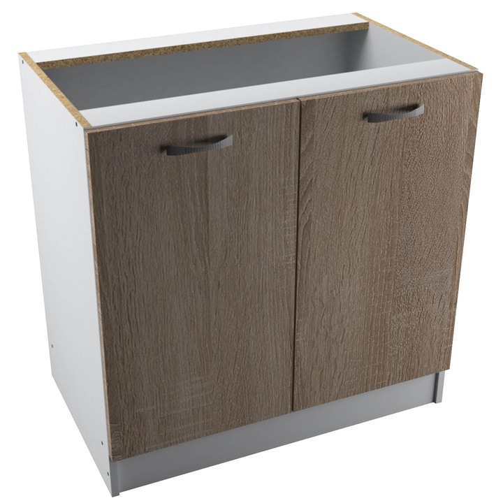 Corp baza 2 usi START 80X80X50, Fronturi PAL Sonoma 04, Manere Satin ...