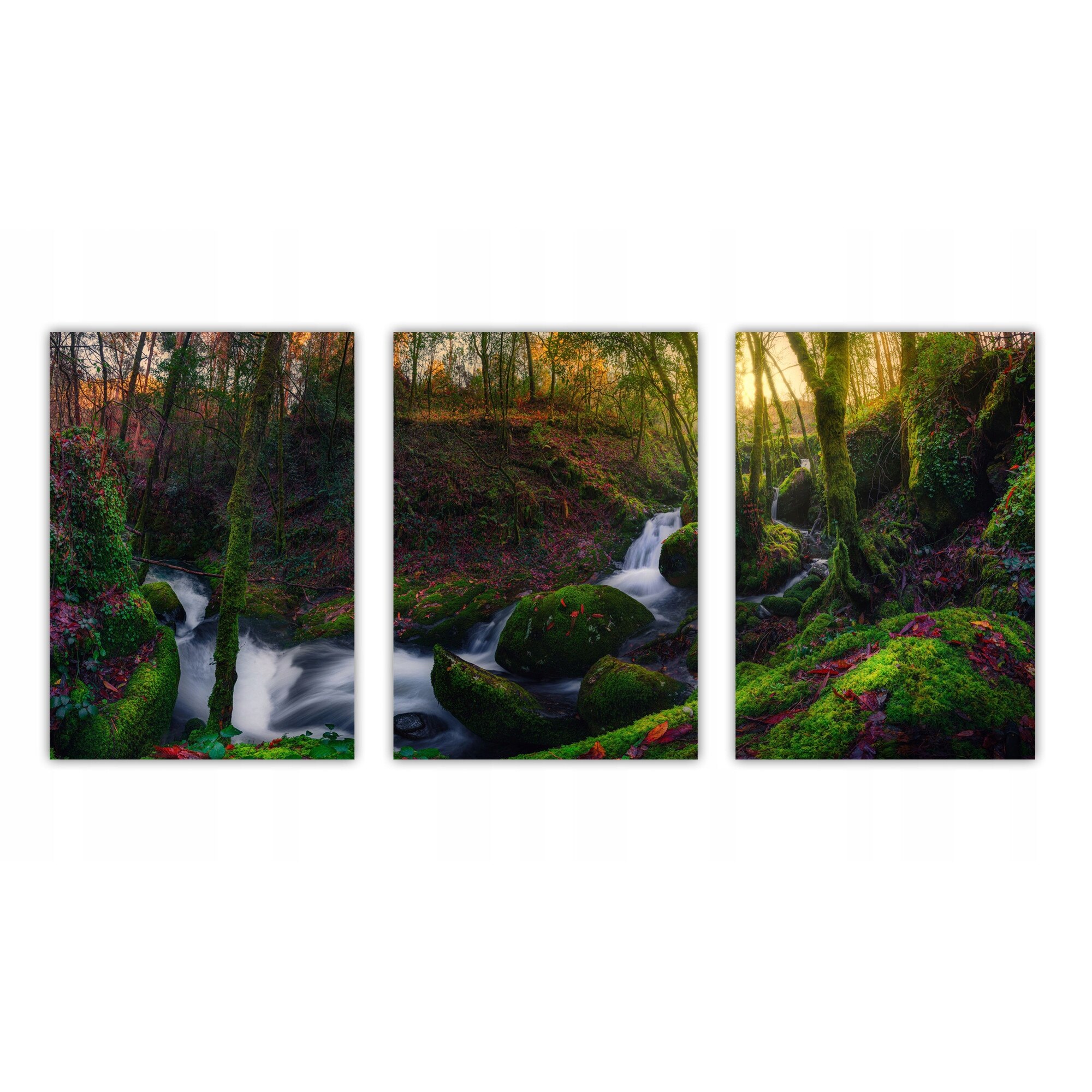 Set 3 tablouri poster, Model- Rau in padure, Fara rama, 42 cm x 29,7 cm ...