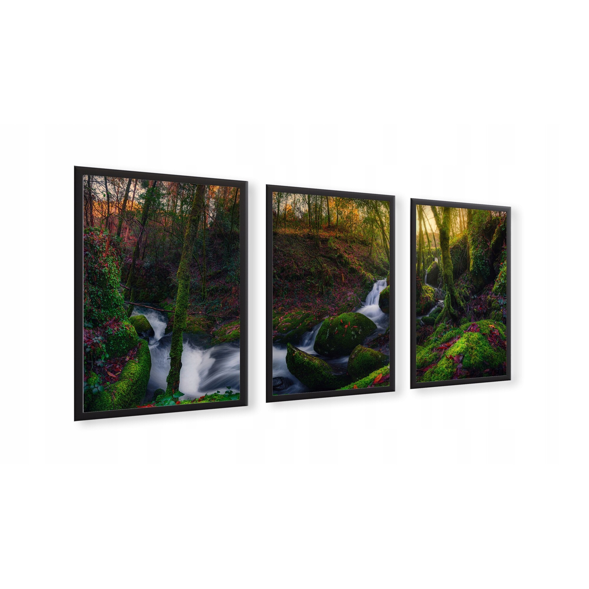 Set 3 tablouri poster, Model- Rau in padure, Fara rama, 42 cm x 29,7 cm ...