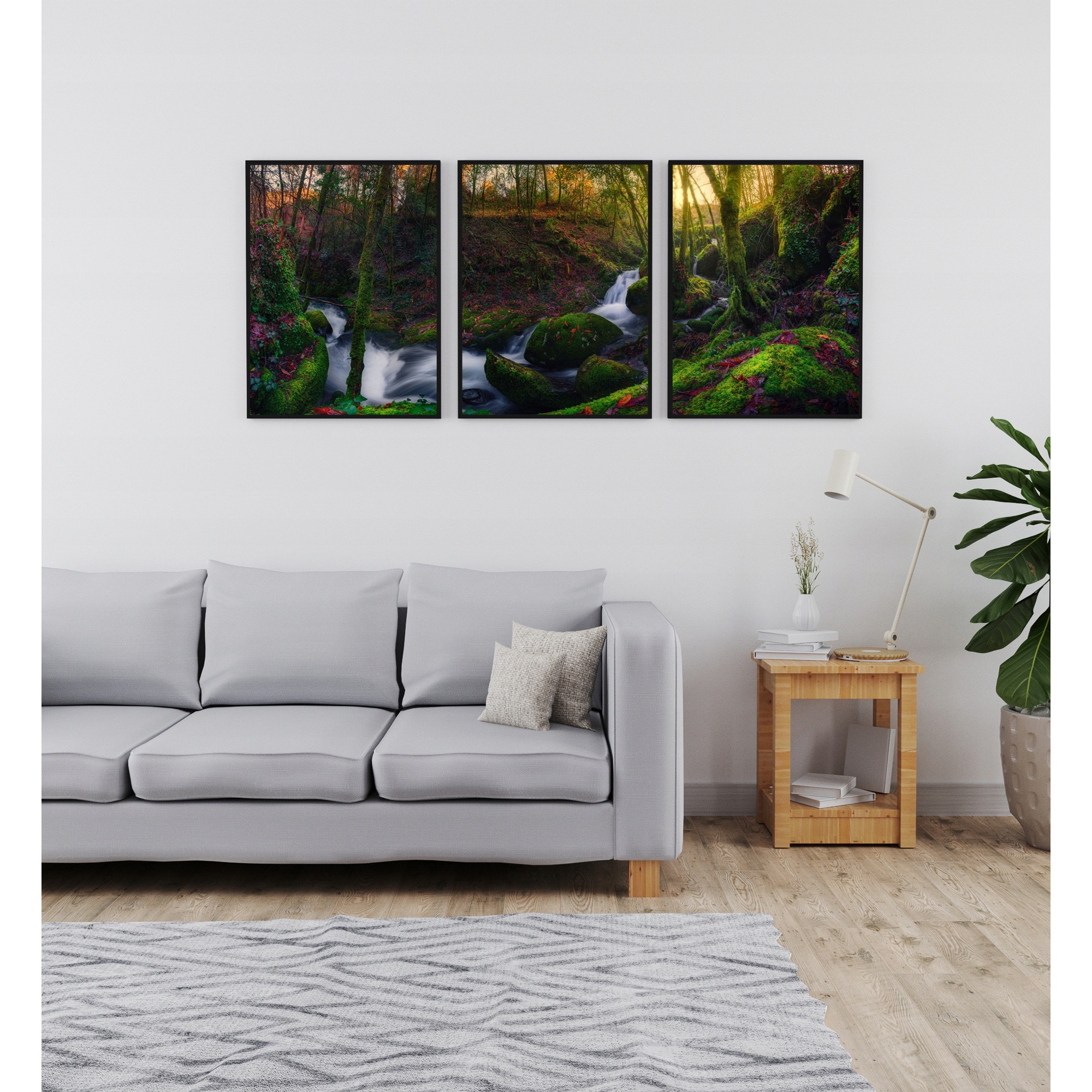 Set 3 tablouri poster, Model- Rau in padure, Fara rama, 42 cm x 29,7 cm ...