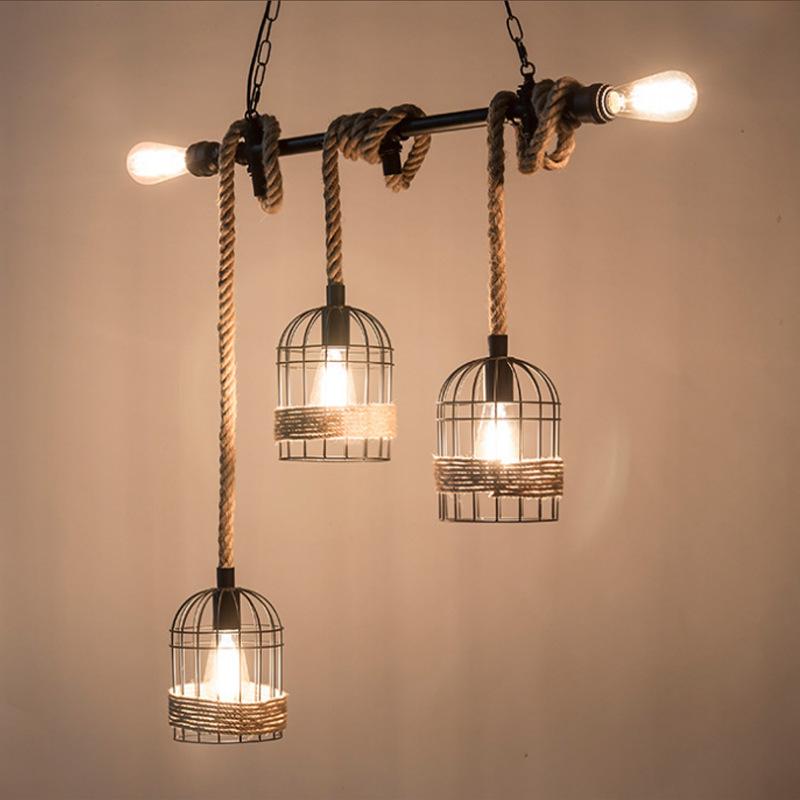 Pendul Rustic RFAN, Model 8398-3P, 5 X E27, Inaltime Reglabila, Maro ...