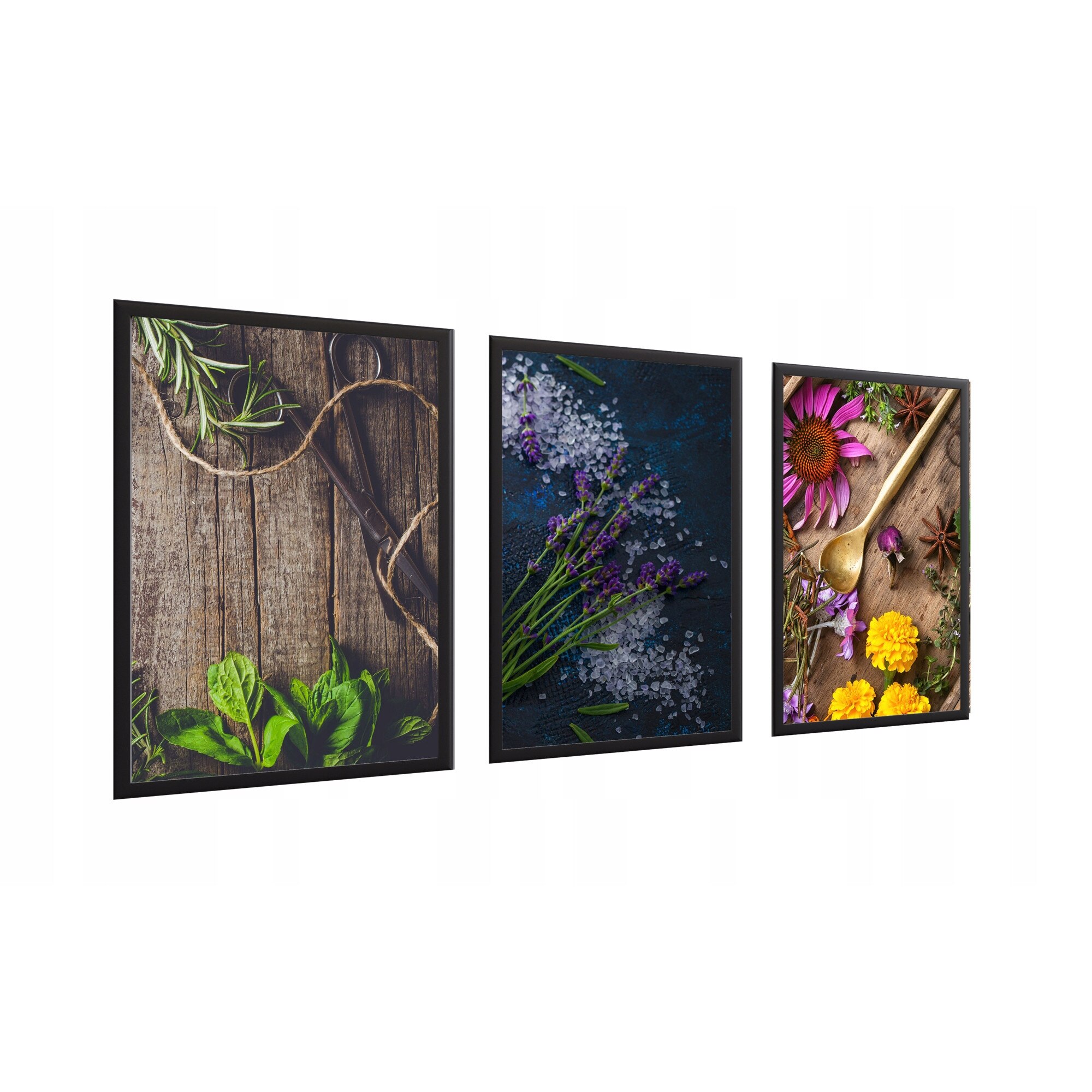 Set 3 tablouri poster, Model- Condimente si ierburi, Fara rama, 42 cm x ...