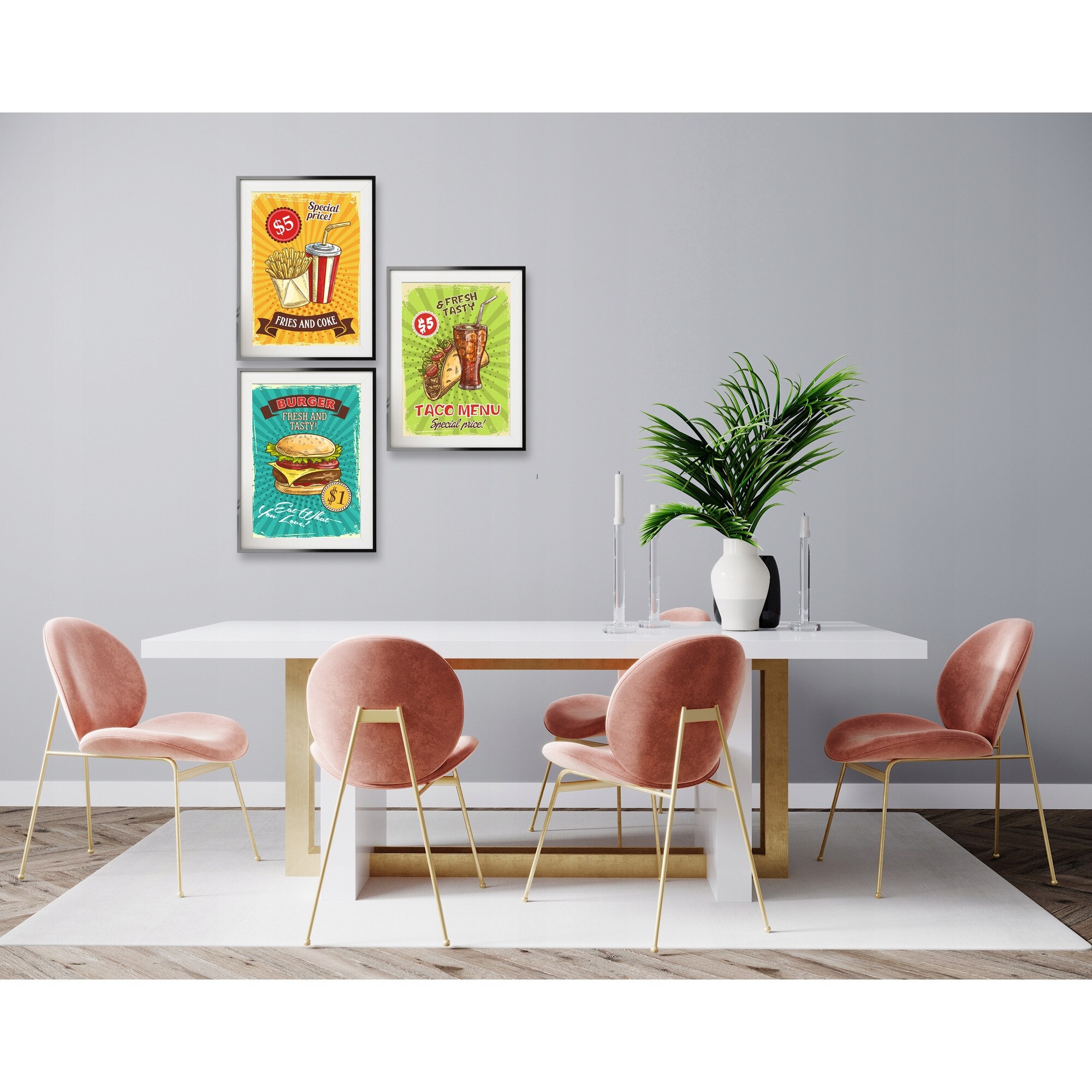 Set 3 tablouri poster, Model- Grafica mancare vintage, Fara rama, 42 cm ...