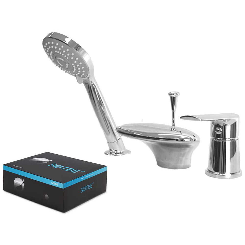Set baterie baie, Sotbe Malselva, Din alama, Ceramic, Argintiu, Cu trei ...