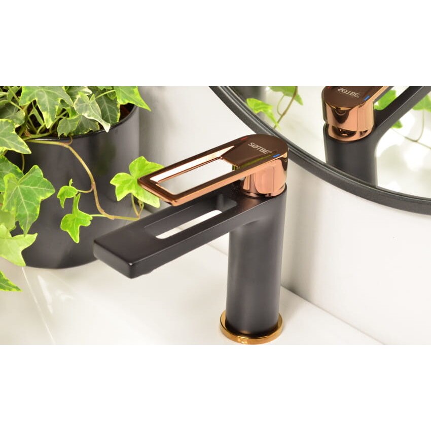 Set baterii sanitare, Sotbe, Loft Svart Gold, 80 cm, Negru/rose gold ...