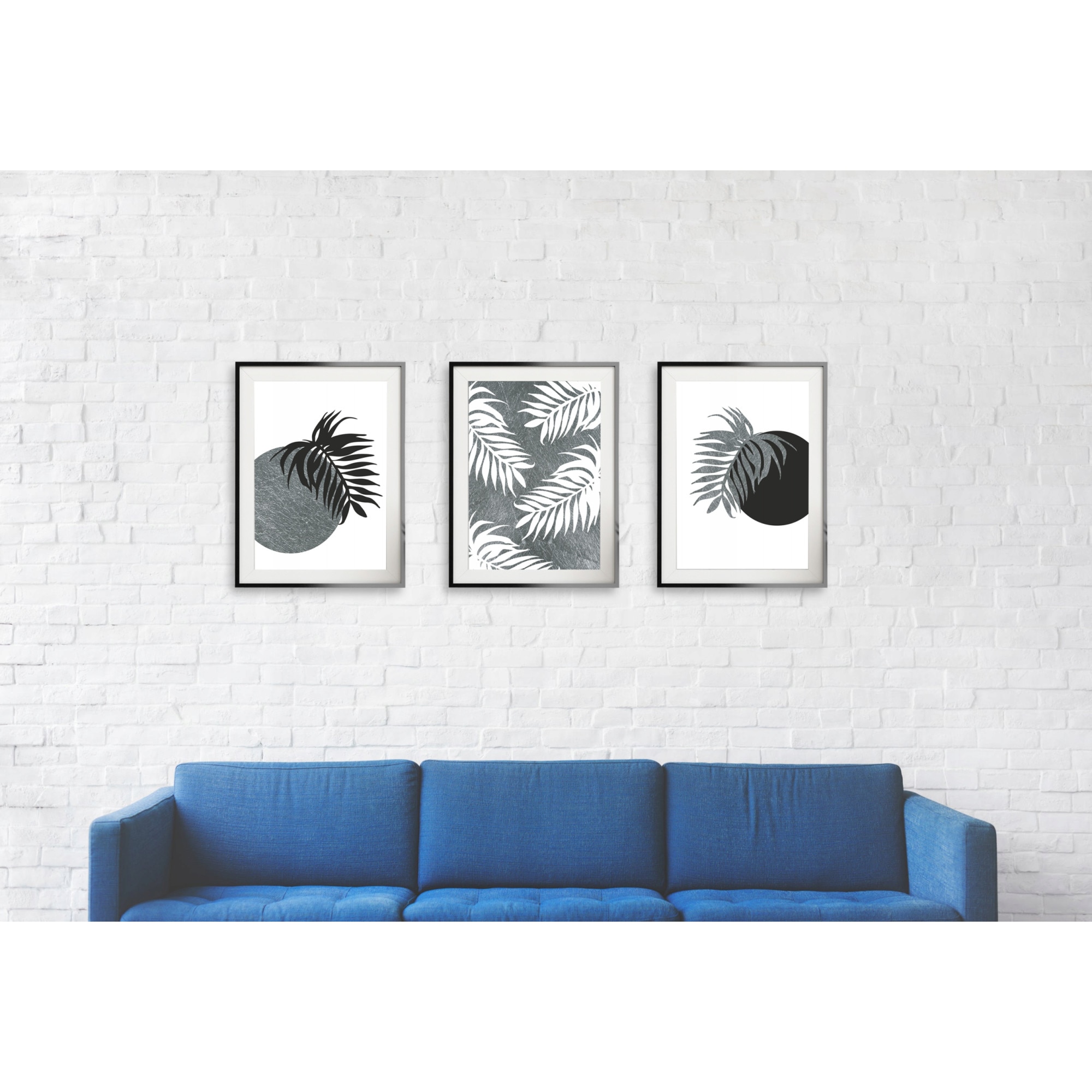 Set 3 tablouri poster, Model- Frunze de feriga A3, Fara rama, 42 cm x ...