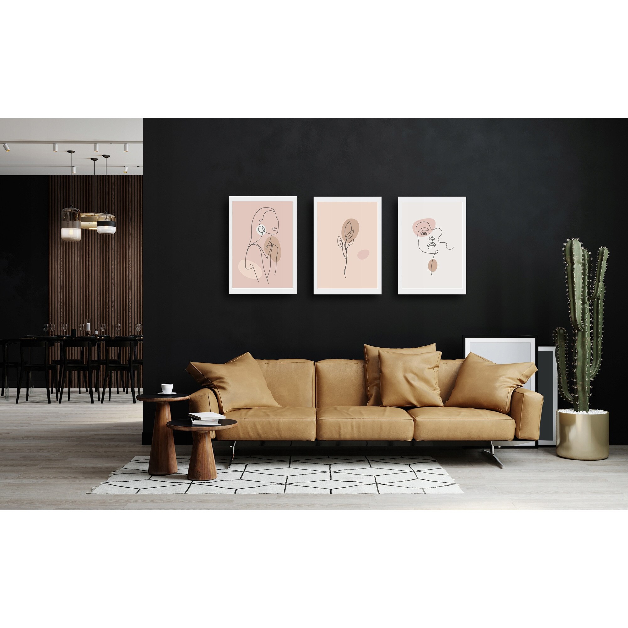 Set 3 tablouri poster, Model- line art boho A3, Fara rama, 42 cm x 29,7 ...