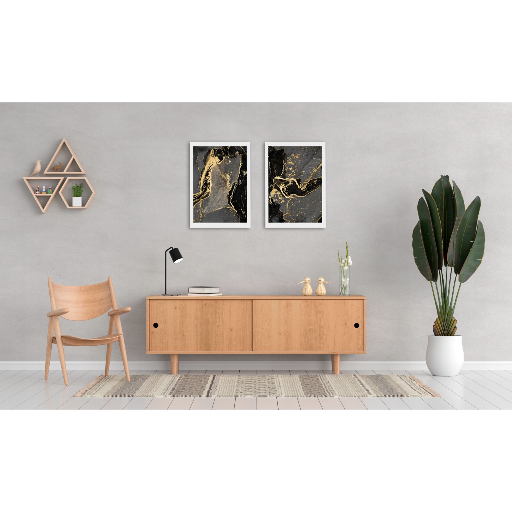 Set 3 tablouri poster, Model- Marmura, Fara rama, 42 cm x 29,7 cm ...