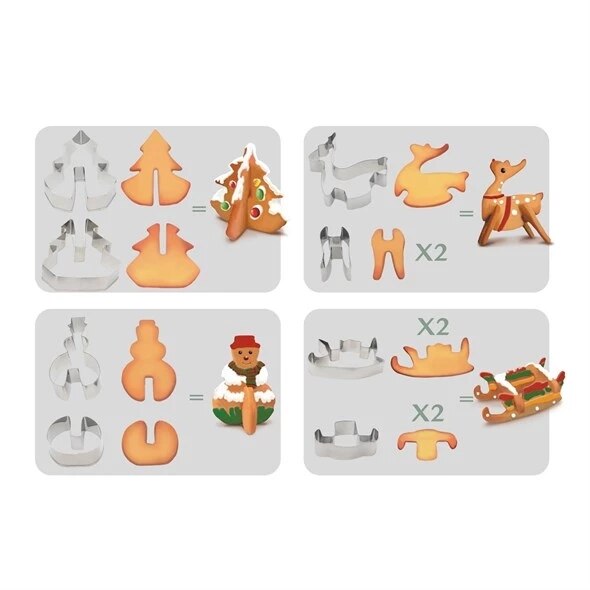 Set 8 forme prajituri, inox, motive Craciun, FAMILY 55990B 3D - eMAG.ro