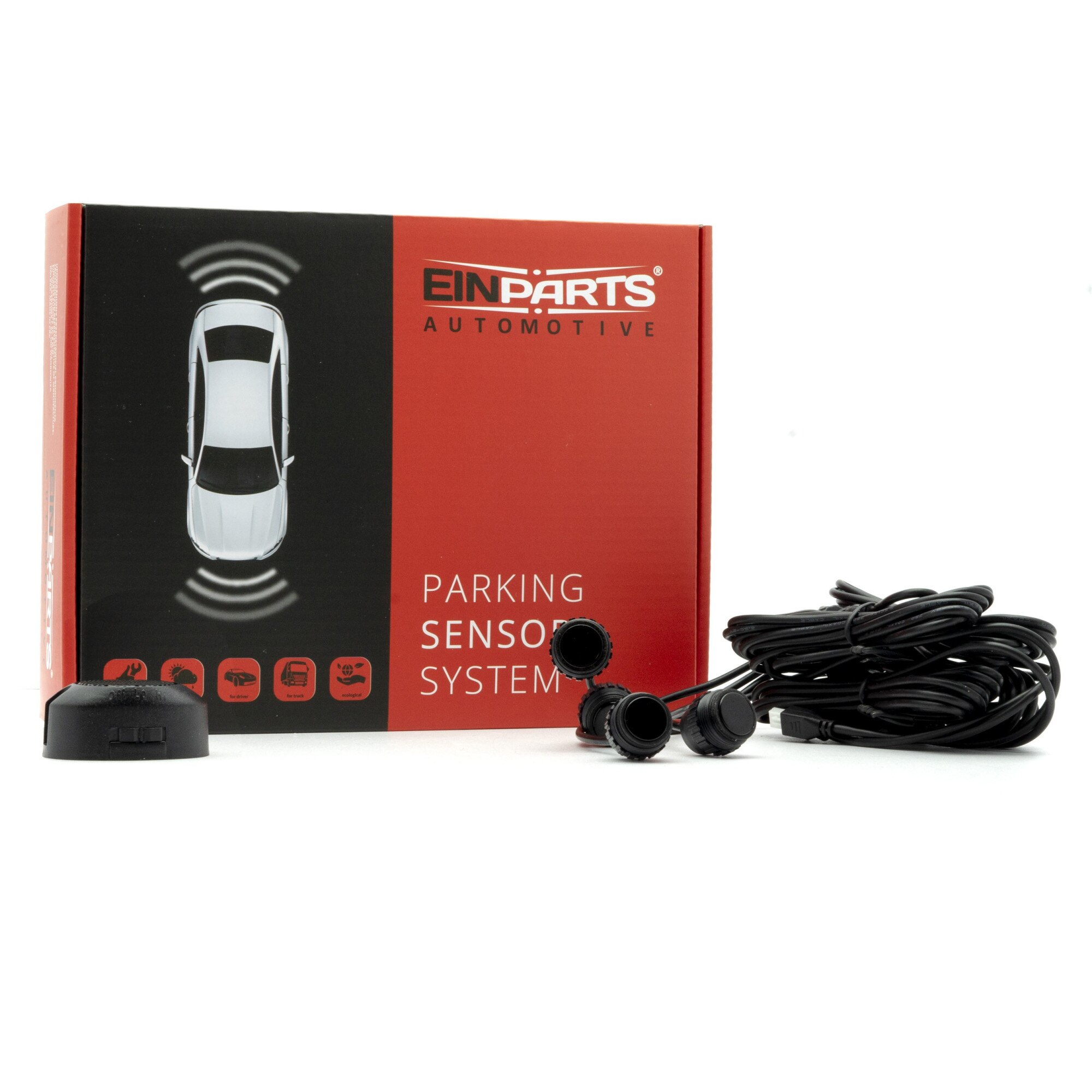 Kit senzori de parcare, Einparts, 4 Senzori, Buzzer, Negru - eMAG.ro