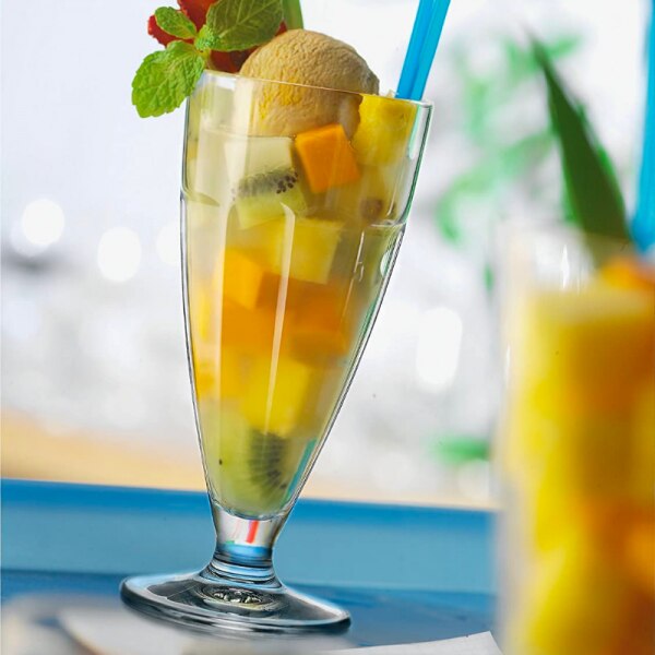 Set 6 cupe din sticla pentru inghetata sau desert, Rock Bar, 380 ml ...