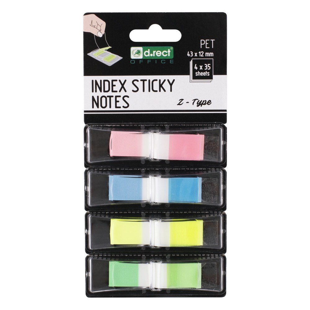 Stick index autoadezive, D.Rect, 43x12mm, 4x35filr, 24buc, Multicolor ...