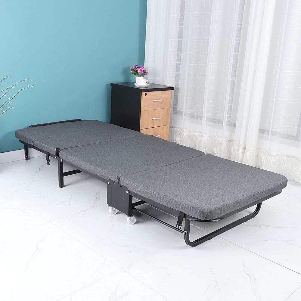 Pat pentru oaspeti 1 persoana Timeless Tools, pliabil, Cu roti, Tetiera reglabila in 5 pozitii ...