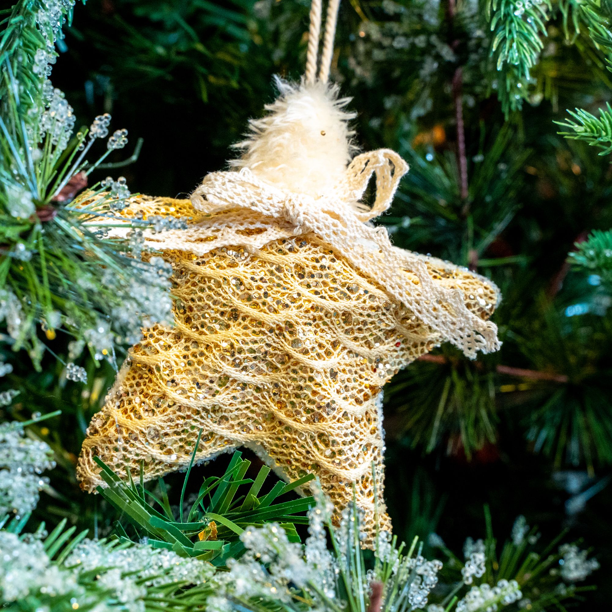 Set 3 globuri in forma de stea din polistiren, culoare crem, diametru ...