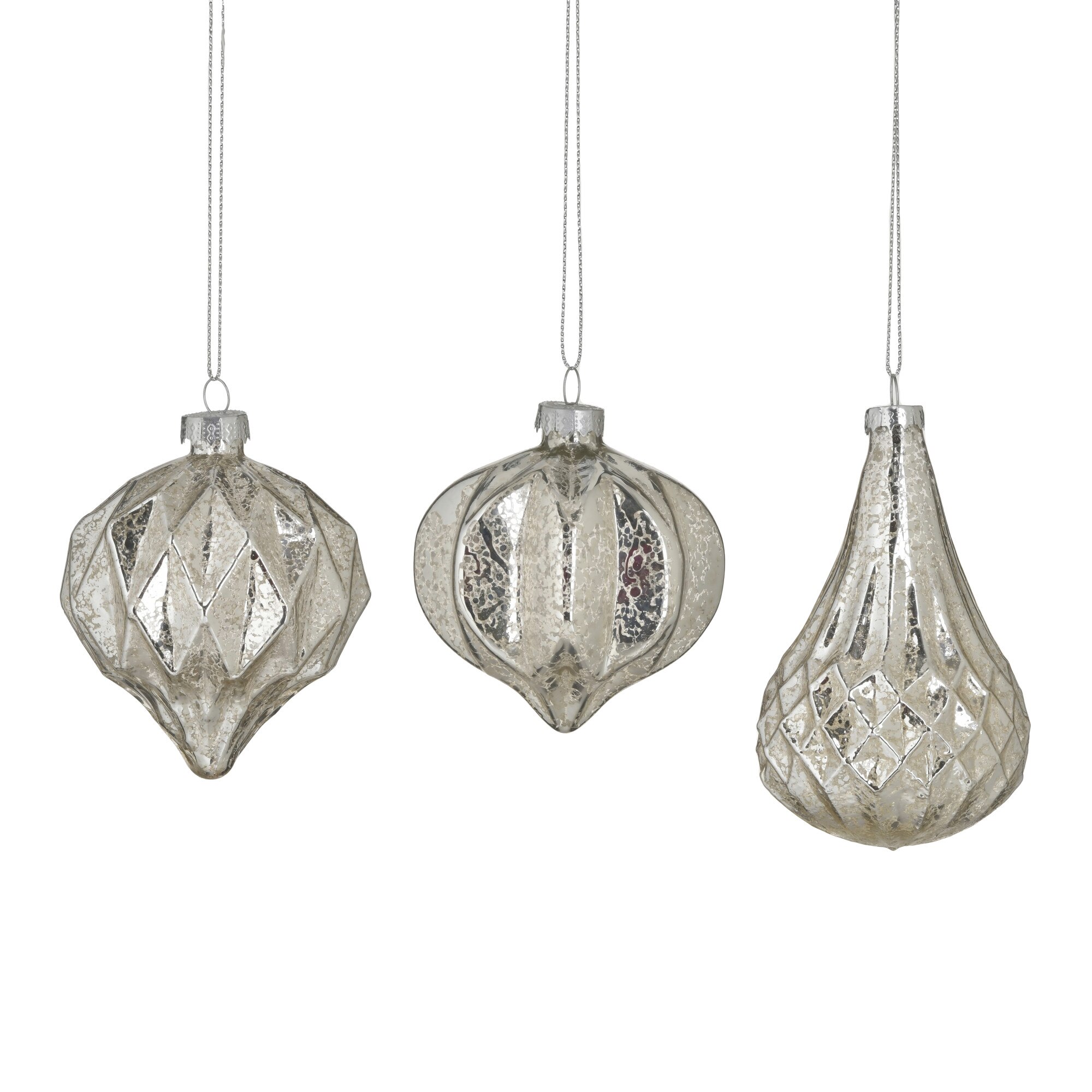Set 3 Globuri de craciun din sticla cu design diferite, sampaine, 8 ...