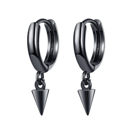 Cercei geometrici barbati, S925 argint, negru, 2.1cm - eMAG.ro