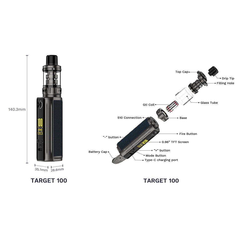 Kit Tigara Electronica Vaporesso Target 100, iTank, 100W, 5ml, Sunset ...