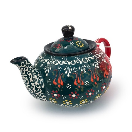 Ceainic din ceramica cu model floral, verde, 24x16 cm - eMAG.ro