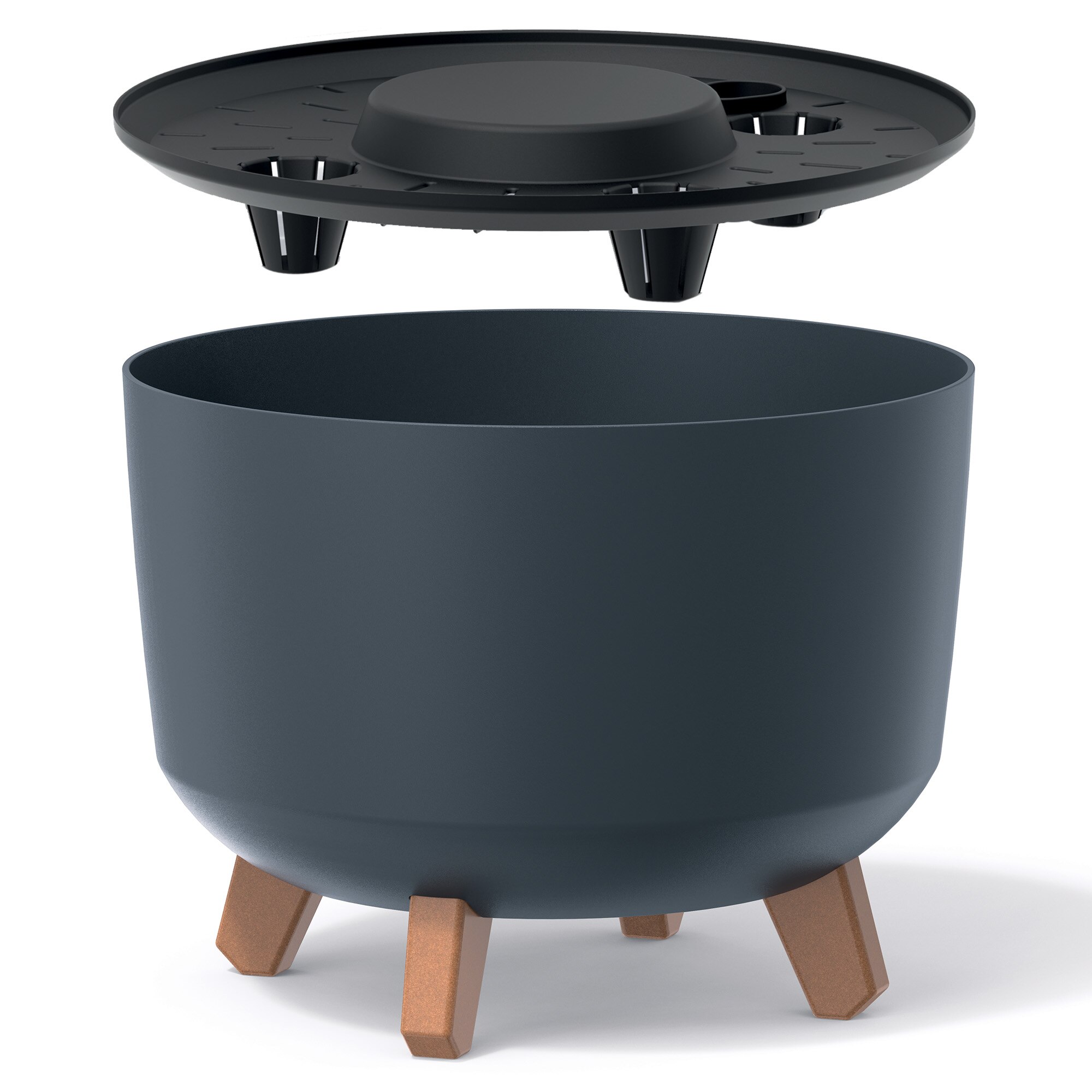 Ghiveci flori, Prosperplast, Plastic, 29 x 22 cm, Gri inchis - eMAG.ro