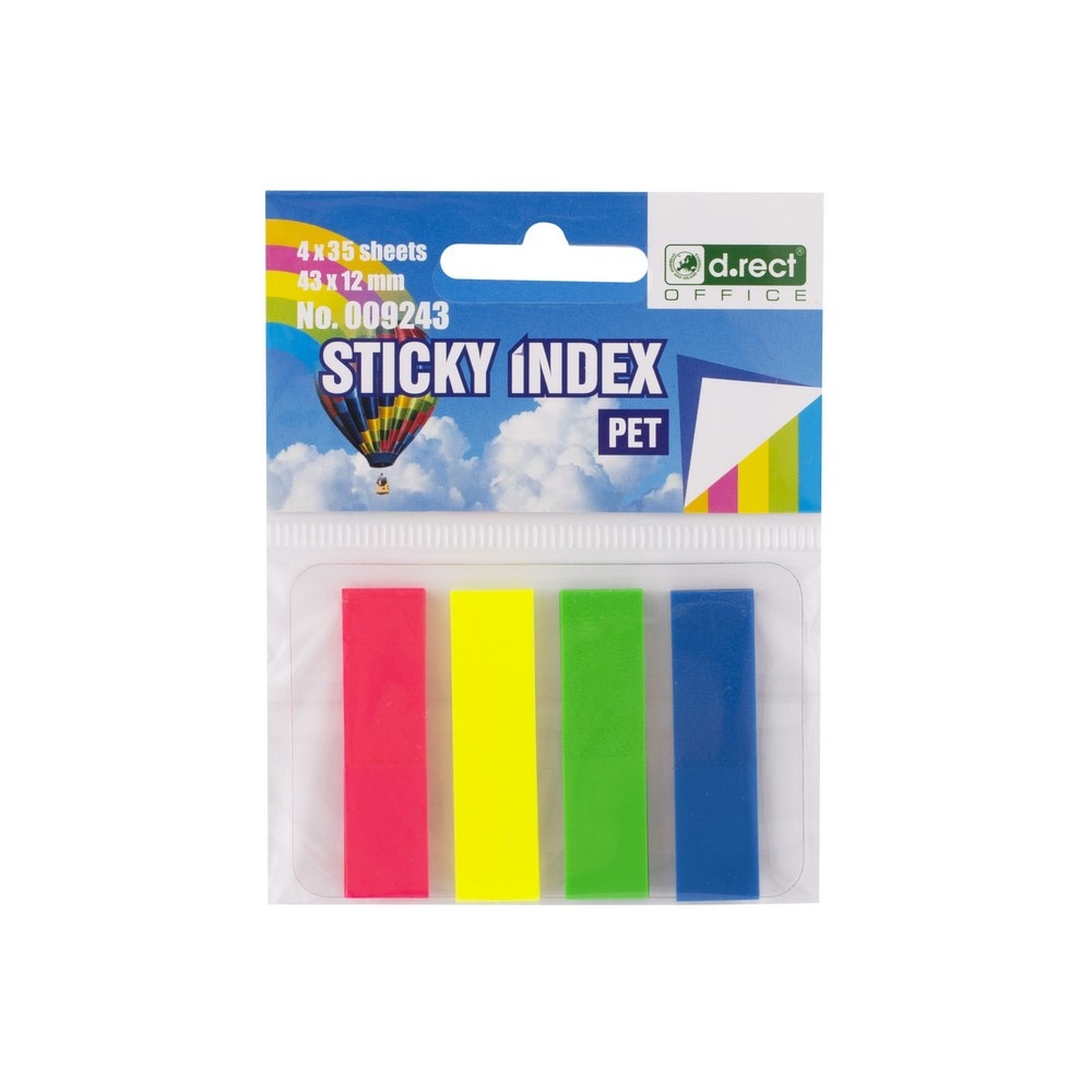 Set de 6 notite autoadezive, D.RECT, 4x35file, 43x12mm, Multicolor ...