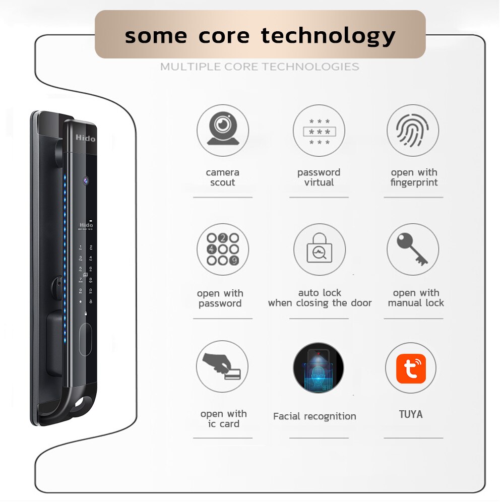 Смарт електронна брава Smarty 3D FaceRecognition Extra, Отключване с ...