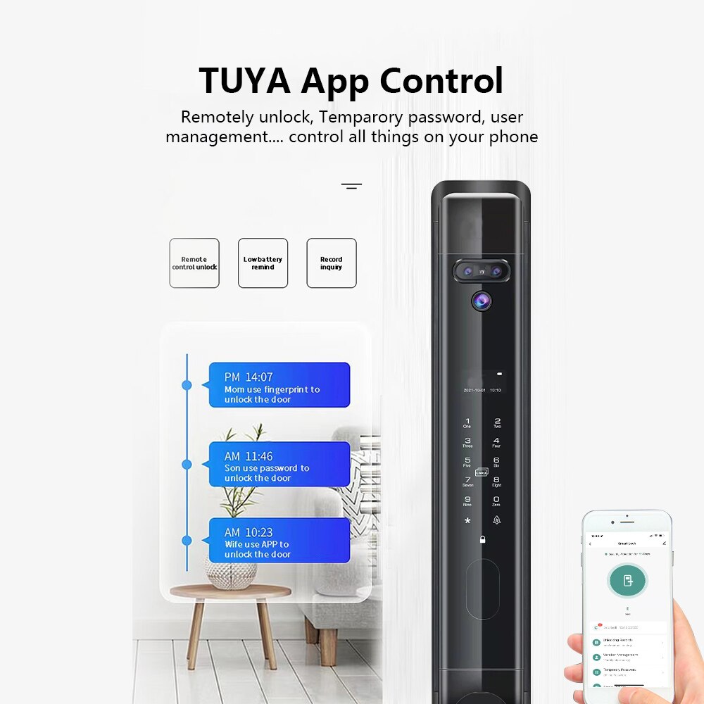 Смарт електронна брава Smarty 3D FaceRecognition Extra, Отключване с ...