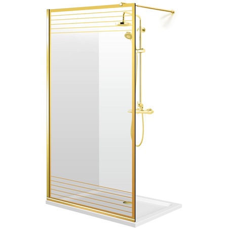 Paravan dus walk-in Aqua Class ® Gold, model Fence auriu, sticla clara ...