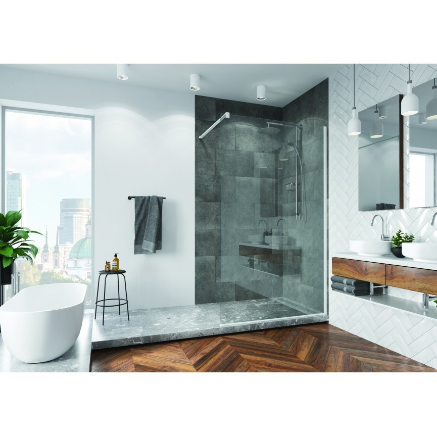 Paravan de dus Walk-in Easy - SanSwiss, 140x200 cm profil alb - eMAG.ro