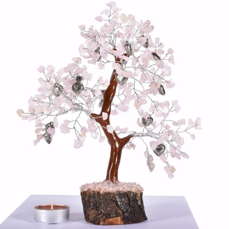 Copac Dragoste Eterna cu 300 cristale cuart roz, inaltime 23 cm - eMAG.ro