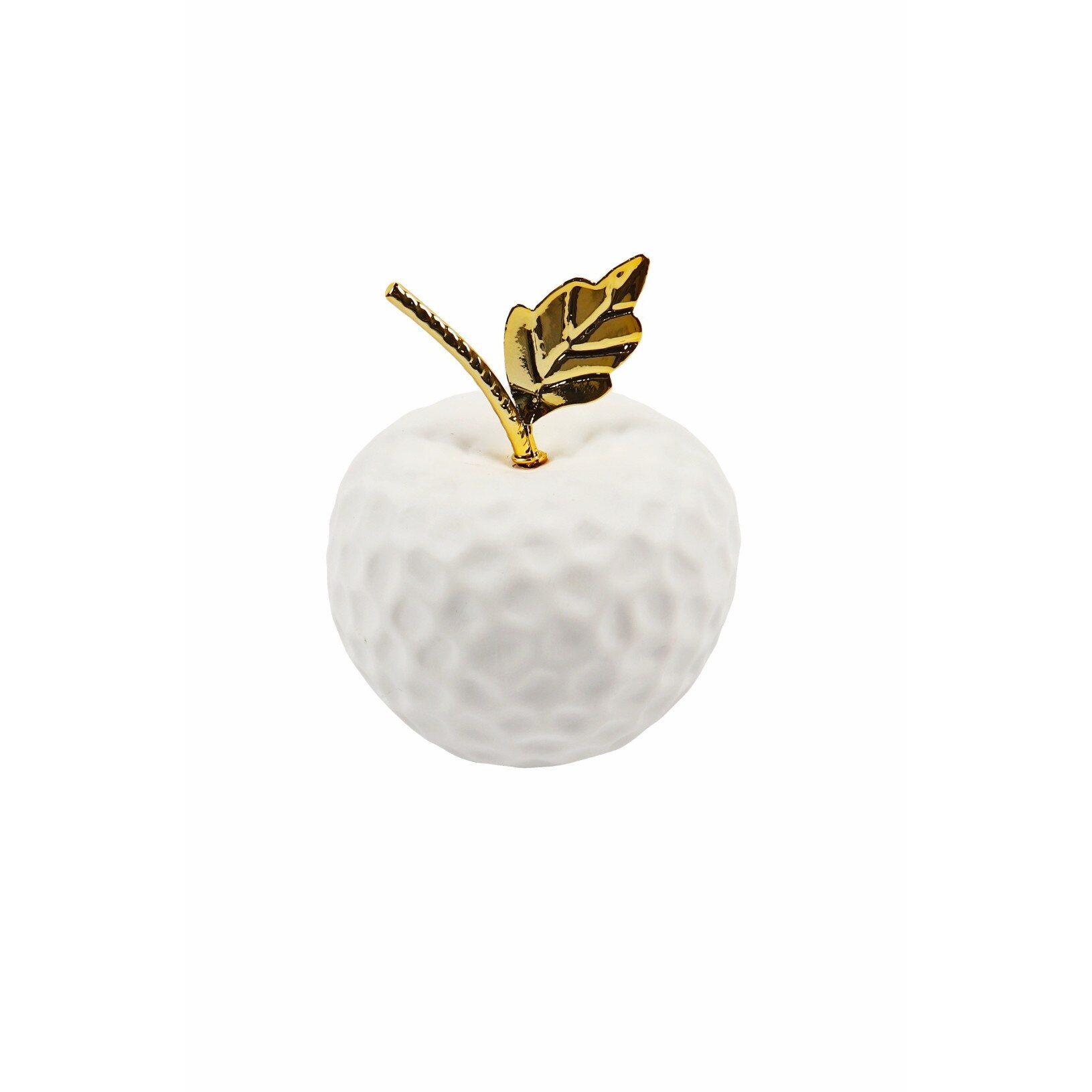 Decoratiune mar 10X12.3 cm, alb cu auriu, ceramica - eMAG.ro