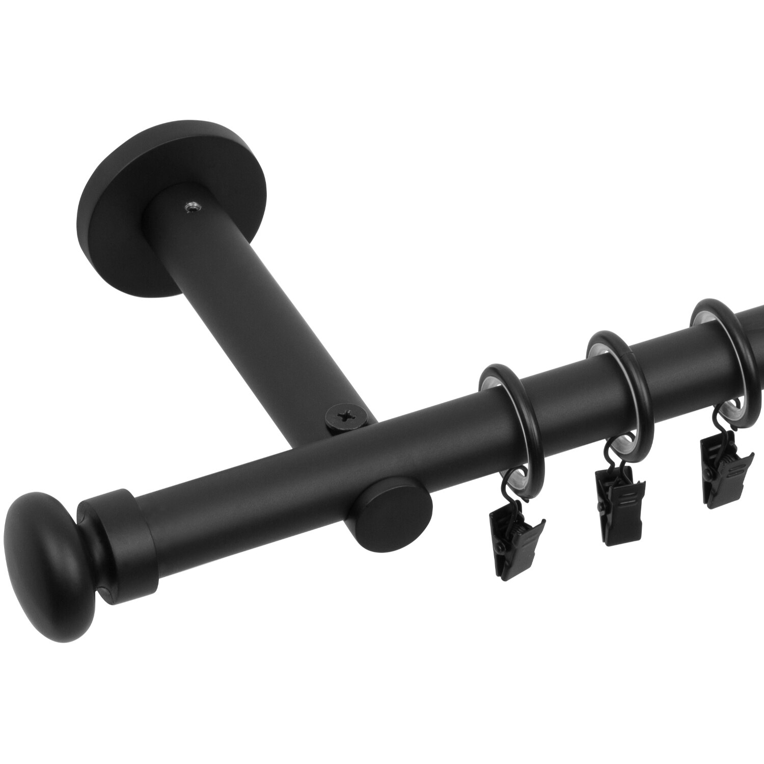 Sina pentru perdea cu capat oval, Rena, Metal, 19 mm/ 180 cm, Negru mat ...