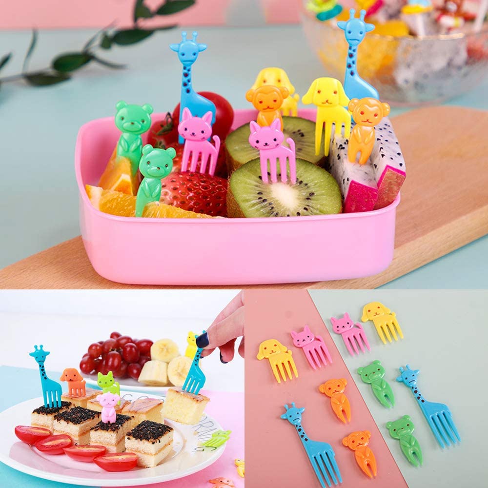 Set 60 buc mini furculite si scobitori decorative pentru tort, JENUOS ...