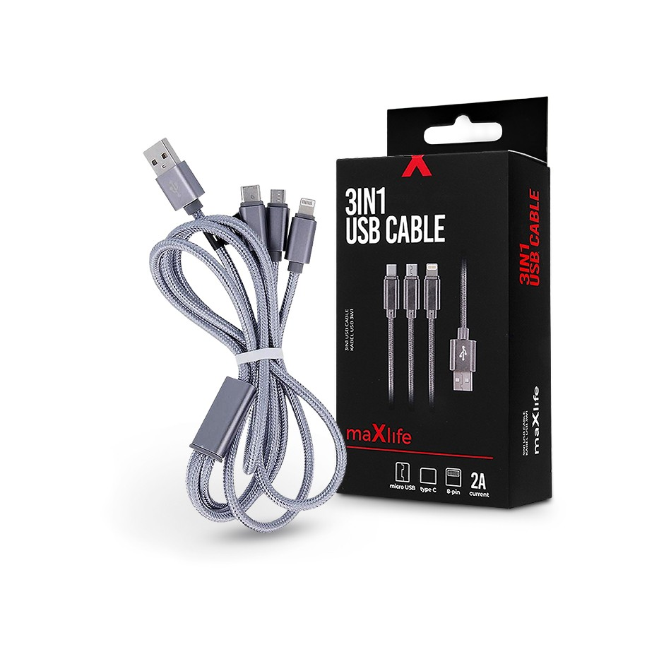 Maxlife Usb Töltő és Adatkábel 1 M Es Vezetékkel Maxlife 3in1 For