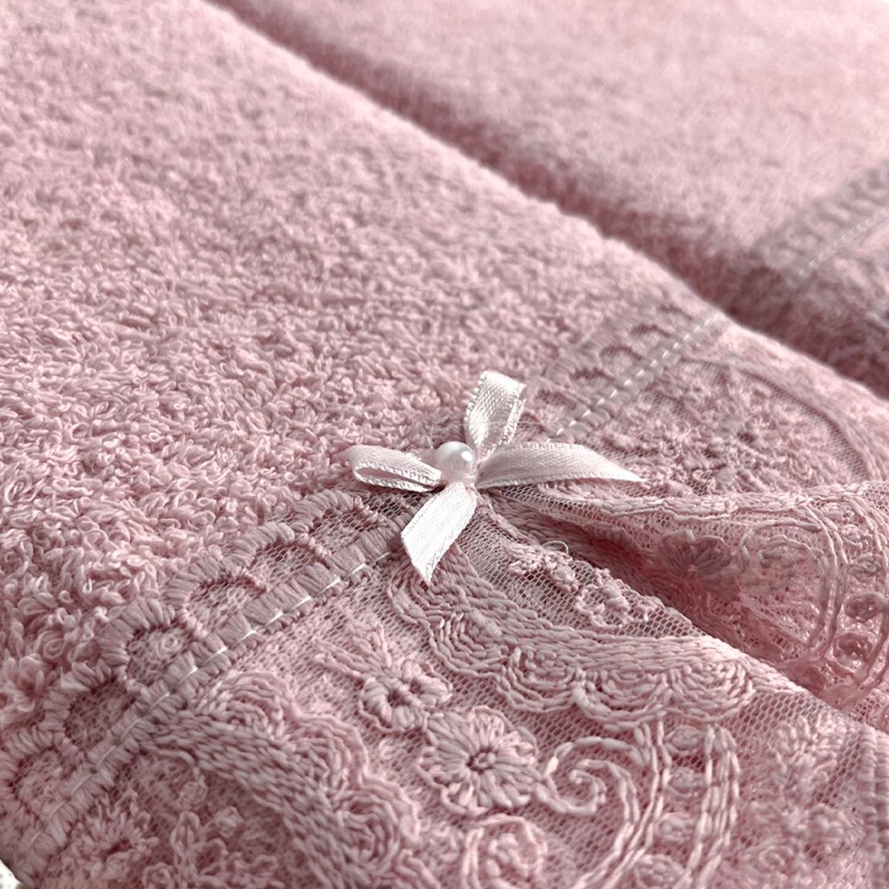 Set 2 prosoape, Quasar & Co.®, model Classy, cu dantela si fundita, 100 ...