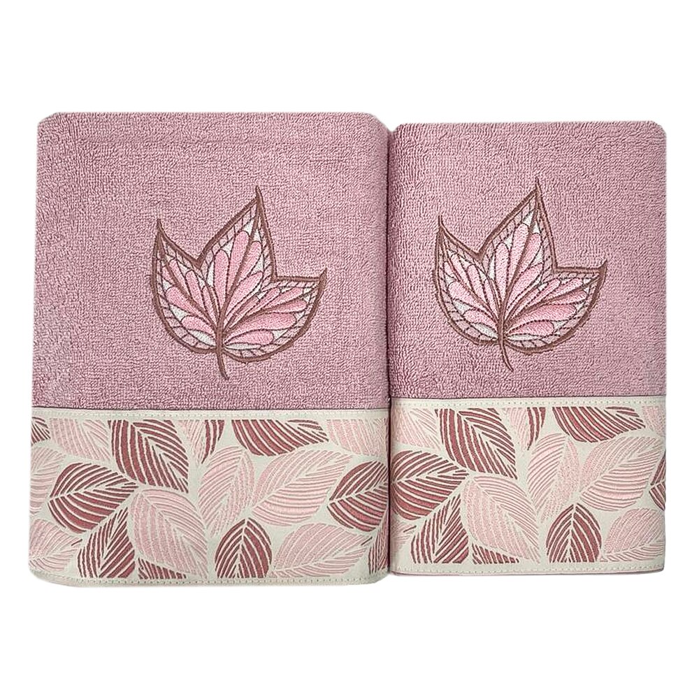 Set 2 prosoape, Quasar & Co.®, model Luxury F, broderie si banda tesuta ...