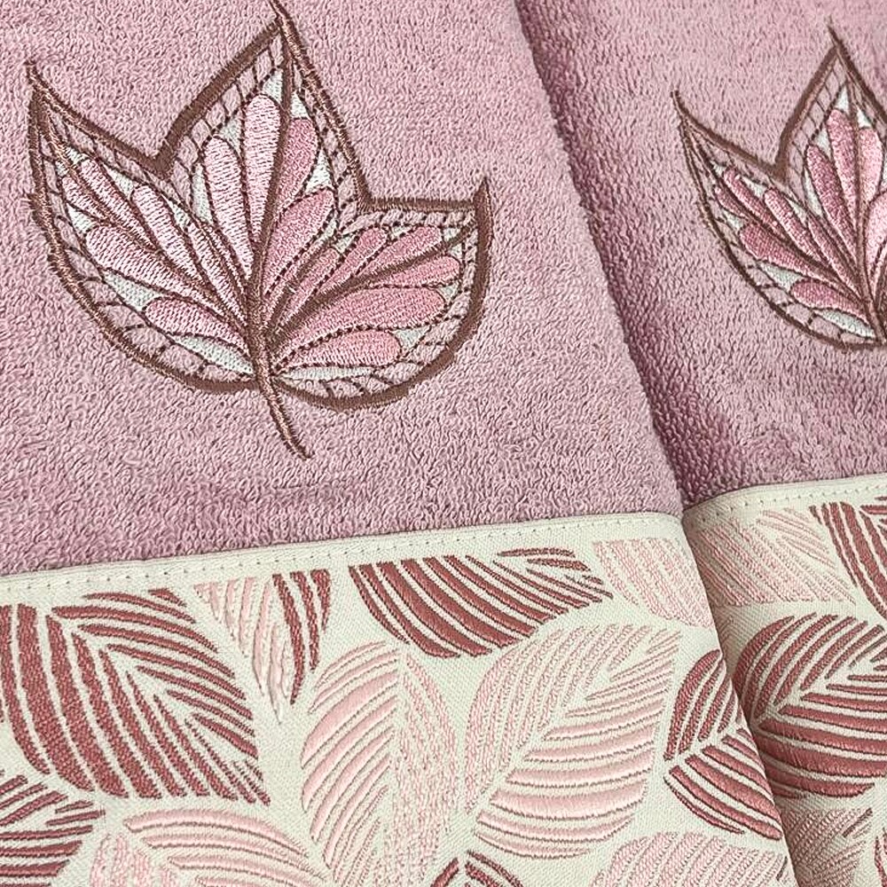 Set 2 prosoape, Quasar & Co.®, model Luxury F, broderie si banda tesuta ...