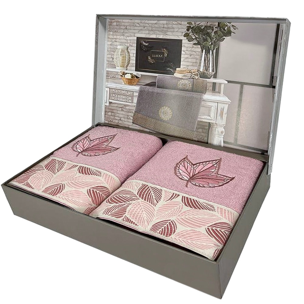 Set 2 prosoape, Quasar & Co.®, model Luxury F, broderie si banda tesuta ...