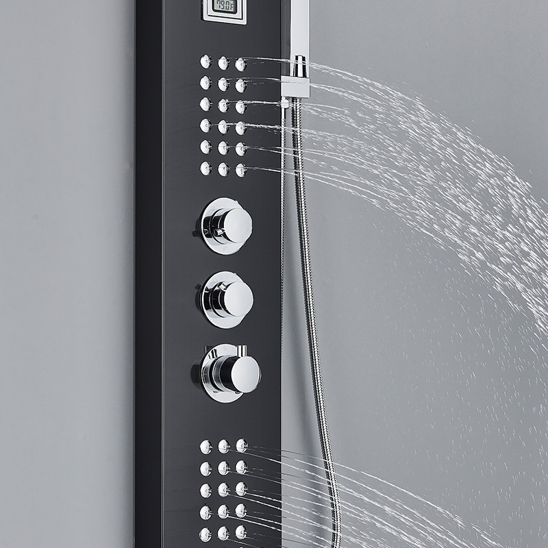 Душ панел, Blackswan, Тип M1047, черен модел с кран, термостат и SPA ...