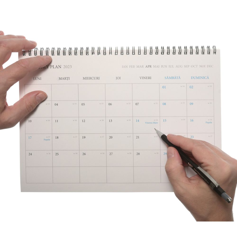 Agenda Monthly Planner 2024 A4 Landscape, Powder Ash - eMAG.ro