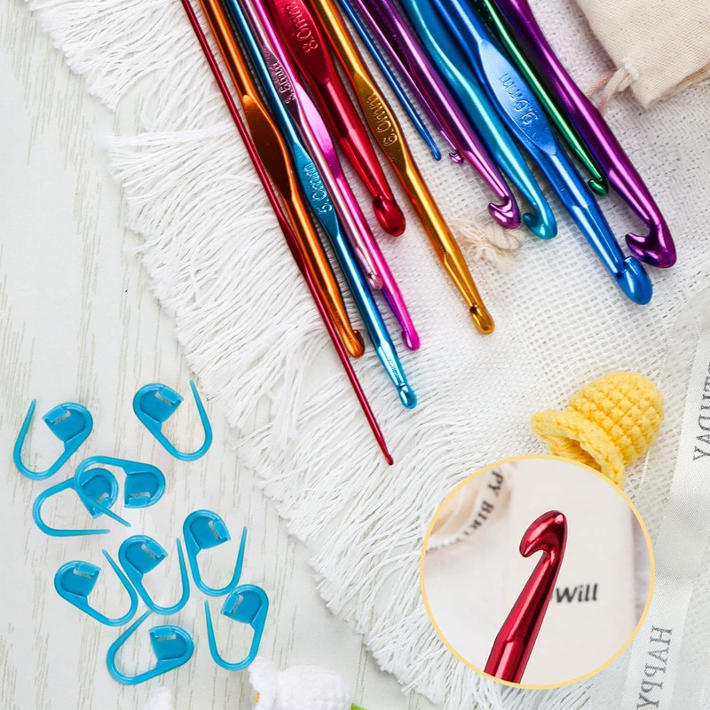 Set 14 accesorii crosetare, Aluminiu, Multicolor - eMAG.ro