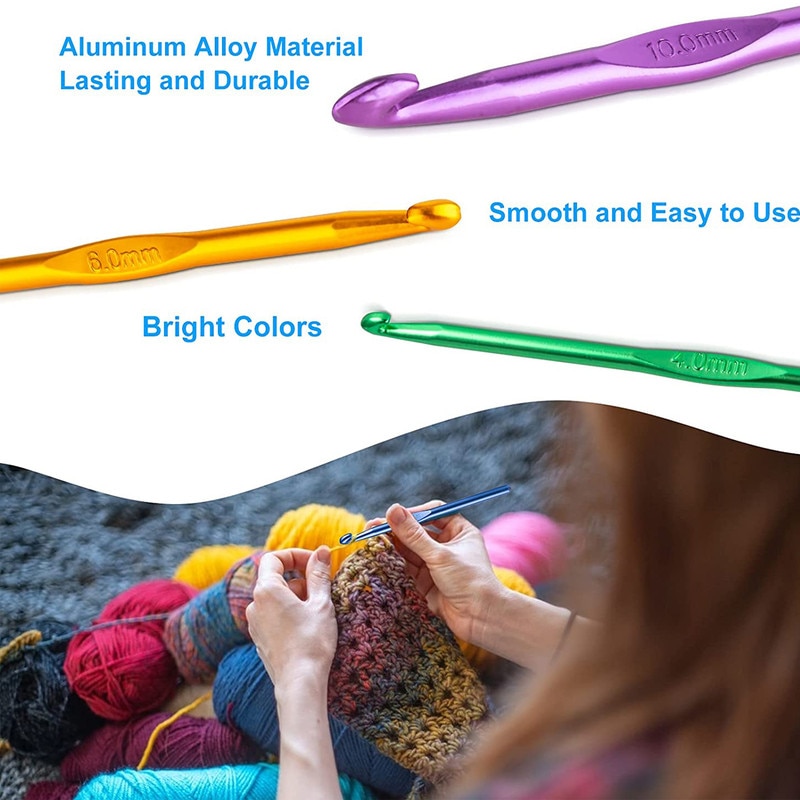 Set 14 accesorii crosetare, Aluminiu, Multicolor - eMAG.ro