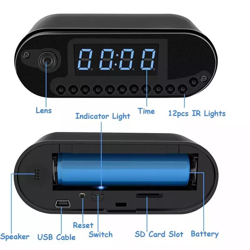 Mini camera Spy REVOSE™, WI-FI, IP, Ascunsa in Ceas Desteptator ...