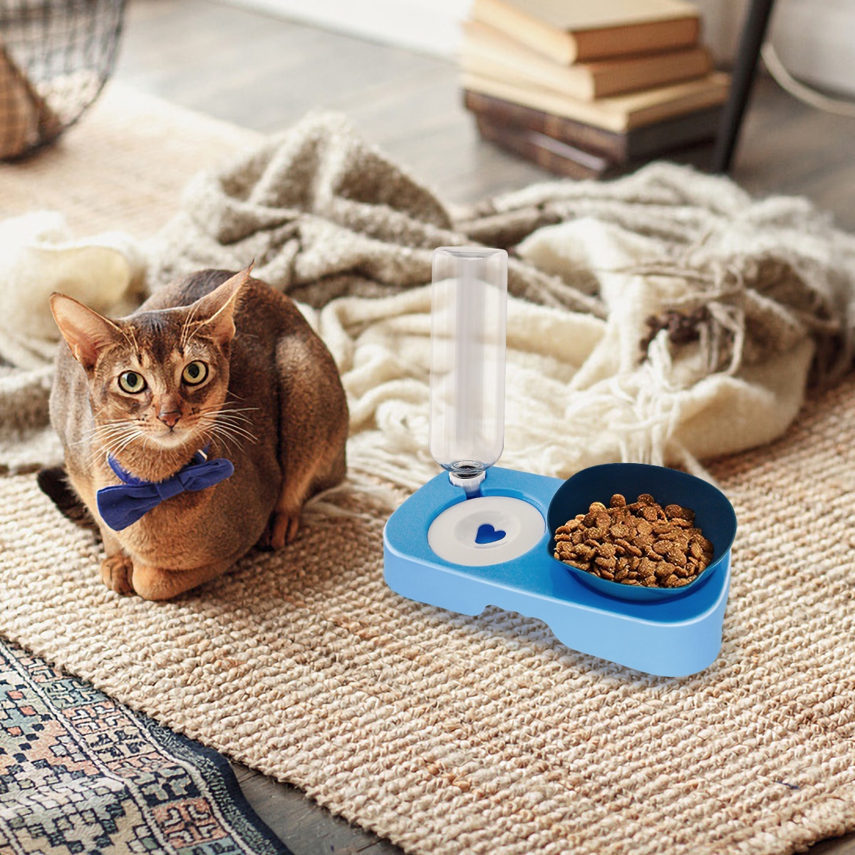 Set 2 boluri pisici, Plastic, 27x14 cm, Albastru - eMAG.ro