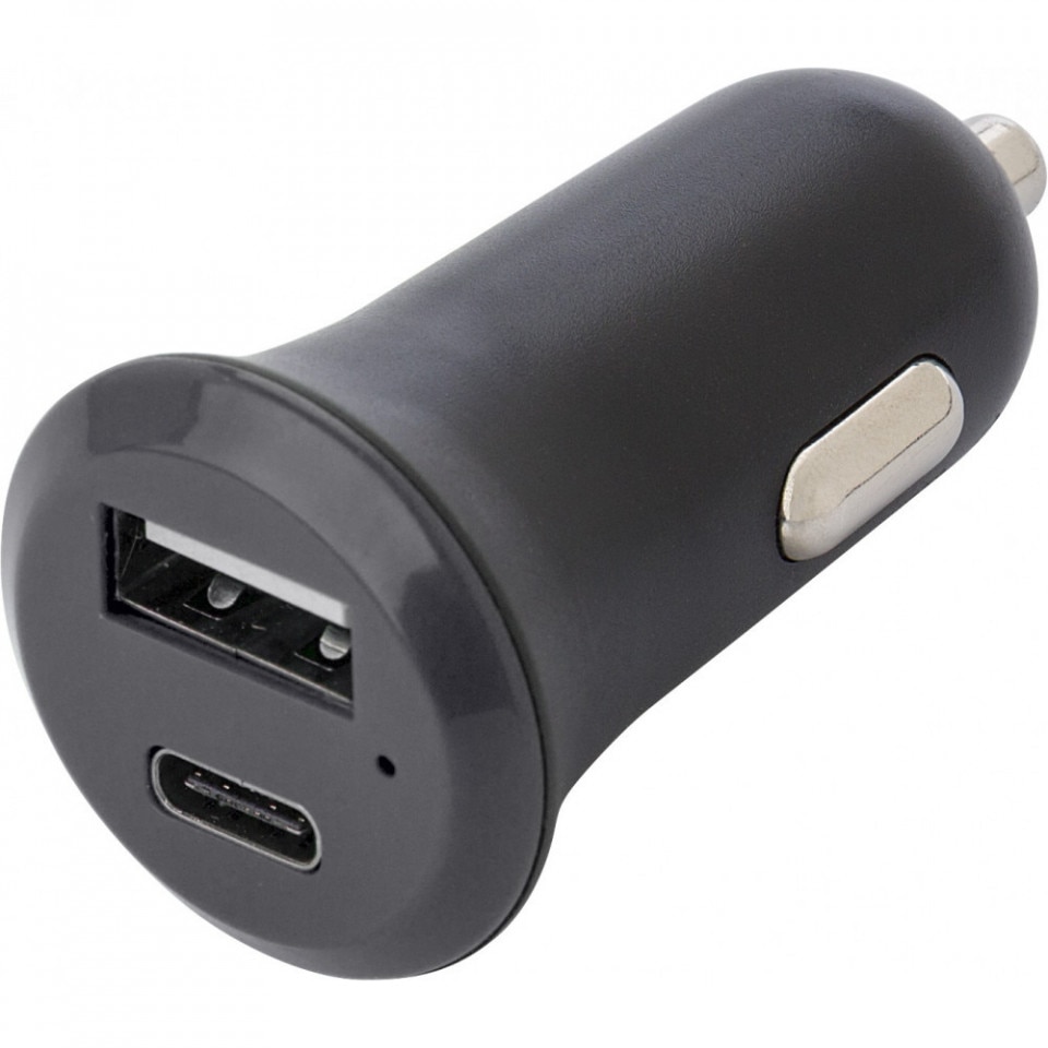 Incarcator Auto mic, cu USB si USB C, 5v 3A, Negru - eMAG.ro