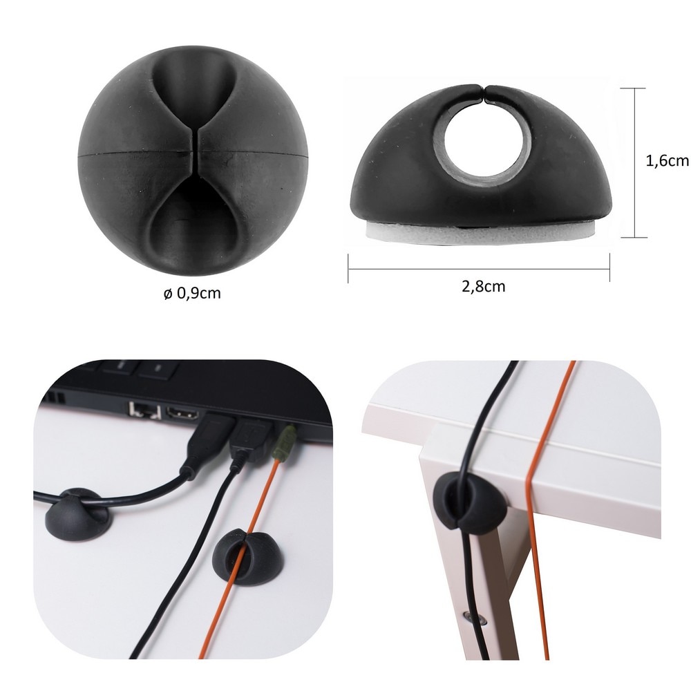 Suport cabluri, D.RECT, 6buc, Negru - eMAG.ro