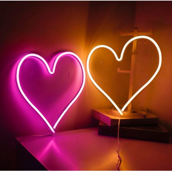 Lampa LED in forma de inima, USB, 36.3cm x 29cm x 1.3 cm - eMAG.ro