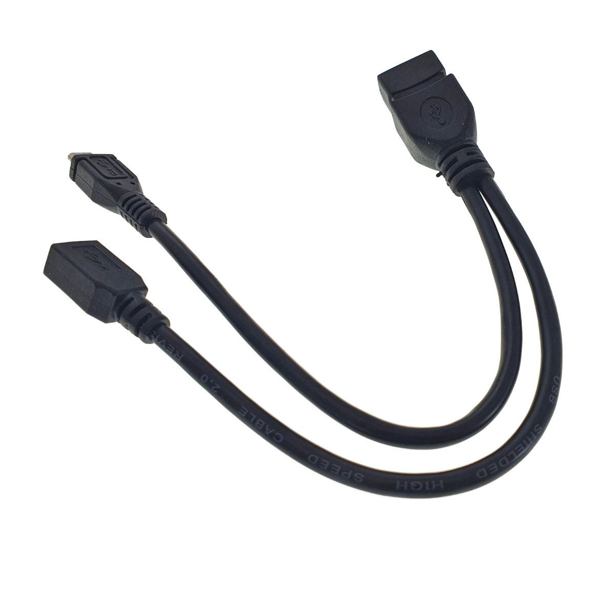 Cablu adaptor OTG, USB la Micro USB mama si Micro USB tata, 15 cm ...