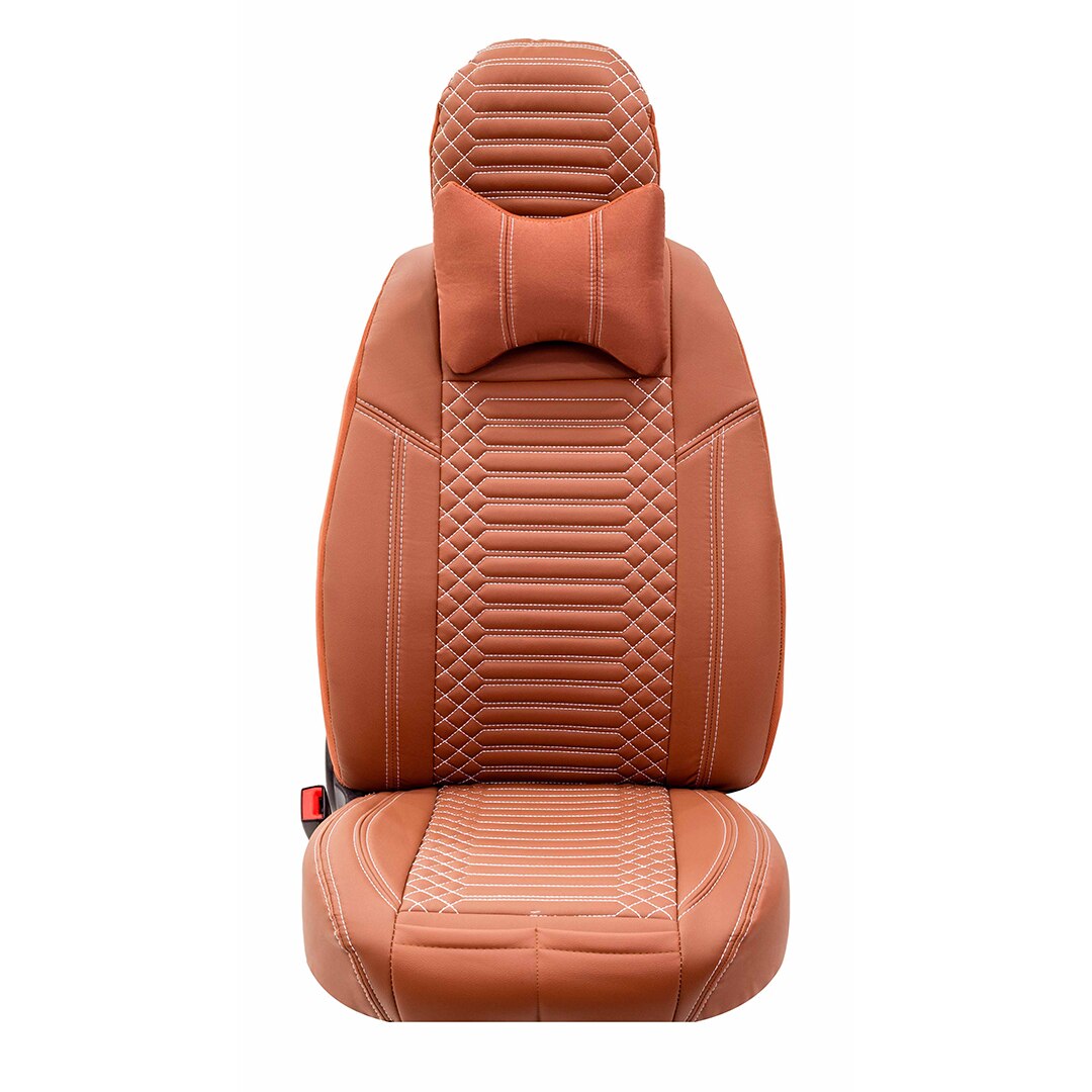 Set Huse Auto Lux Exclusiv, Piele Eco, 14 piese, 2 pernute, Coniac ...